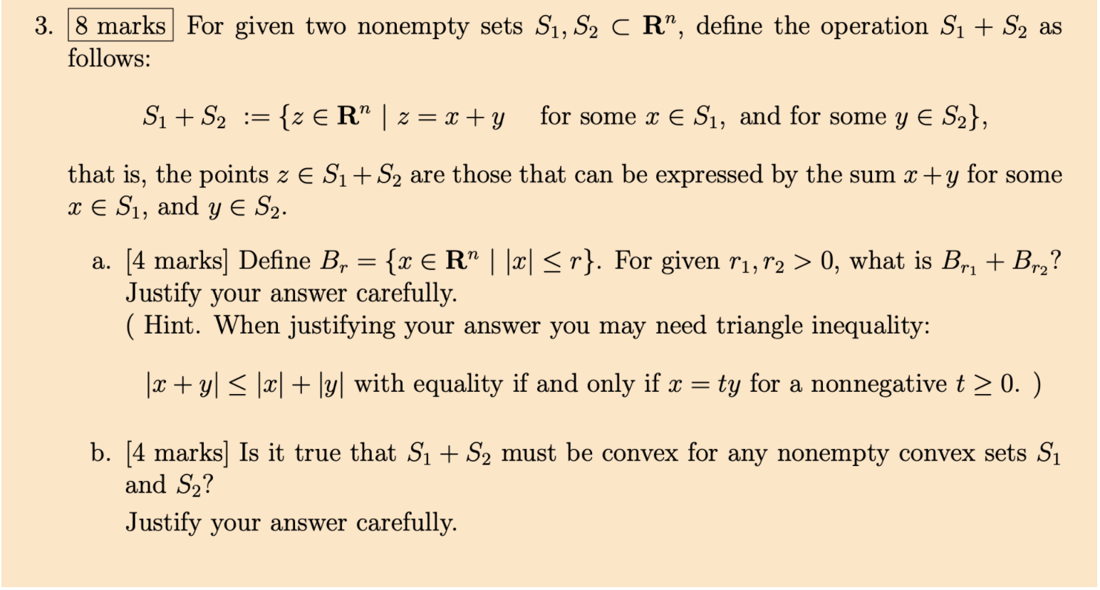 Solved 3. 8 marks For given two nonempty sets S1, S2 CR”, | Chegg.com