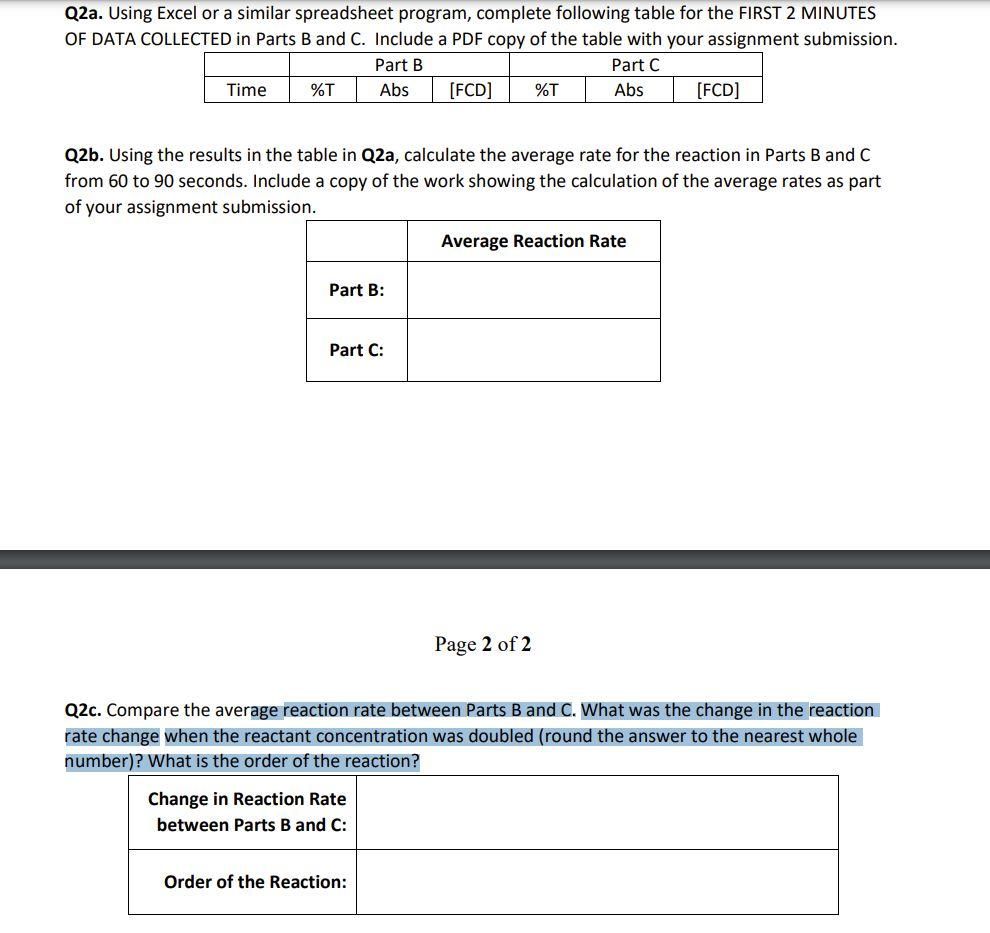 Q2a. Using Excel or a similar spreadsheet program, | Chegg.com