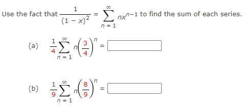 Solved 1 Use the fact that nxn-1 to find the sum of each | Chegg.com