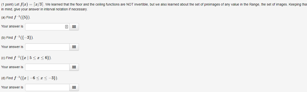 Solved (1 point) Let f(z) x/3). We learned that the floor | Chegg.com