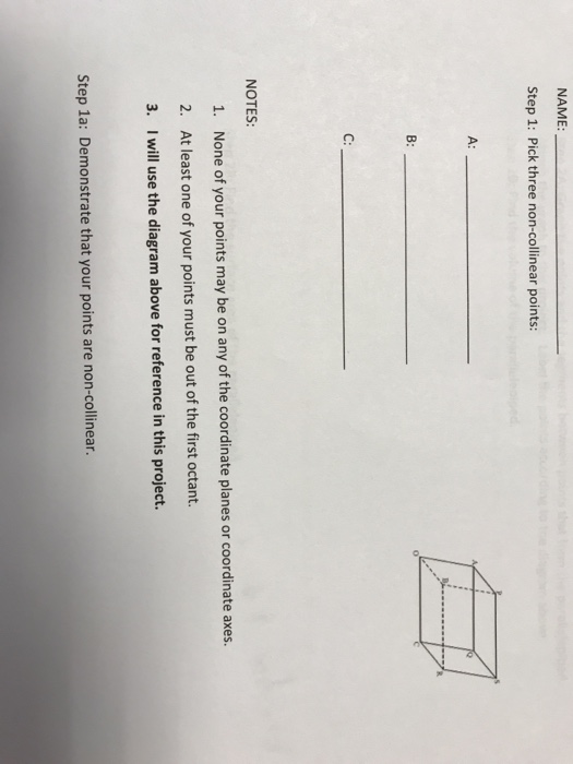 Solved NAME: Step 1: Pick three non-collinear points: A: B: | Chegg.com
