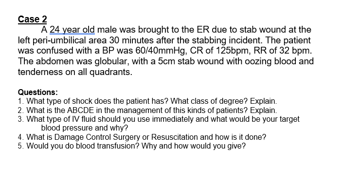 Solved Case 1 A 34 year old male was brought to the hospital | Chegg.com