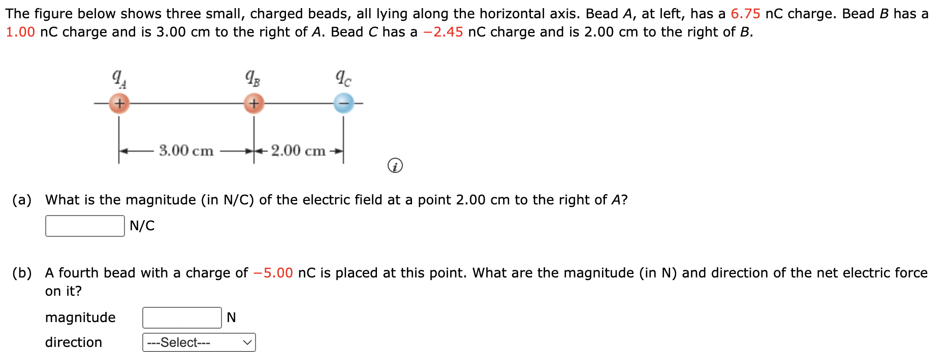 Solved The figure below shows three small, charged beads, | Chegg.com