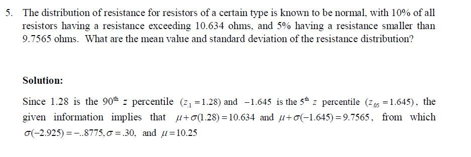 Solved The distribution of resistance for resistors of a | Chegg.com