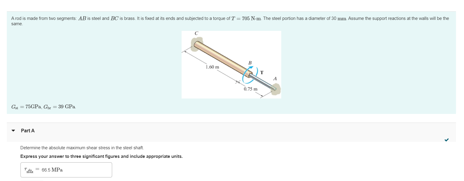 Solved A rod is made from two segments: AB is steel and BC | Chegg.com