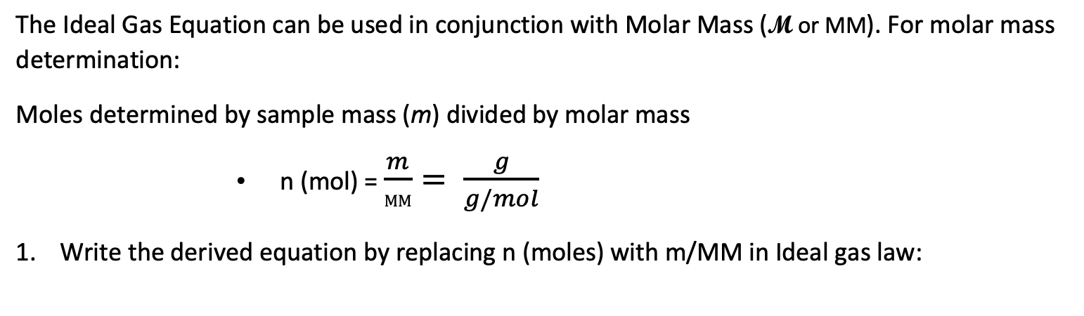 Solved The Ideal Gas Equation can be used in conjunction | Chegg.com