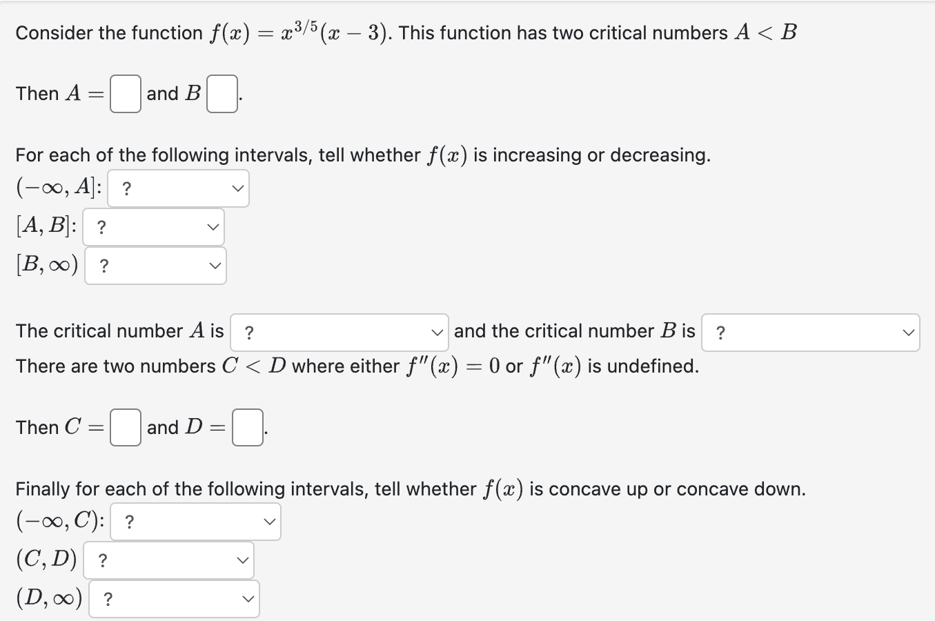 Solved Consider the function f(x)=x3/5(x−3). This function | Chegg.com
