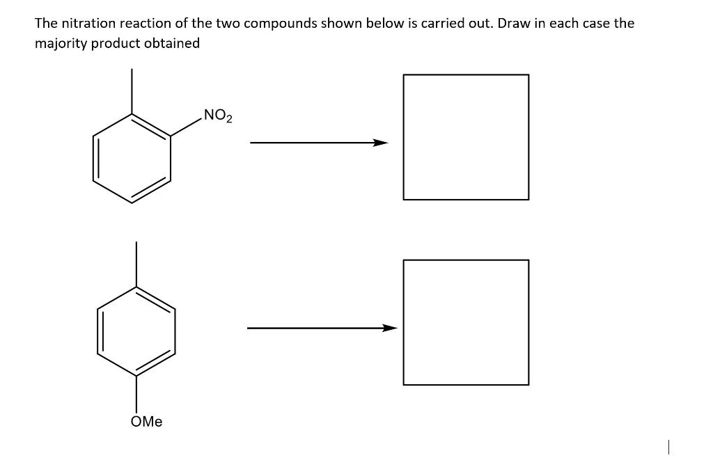 Solved The nitration reaction of the two compounds shown | Chegg.com