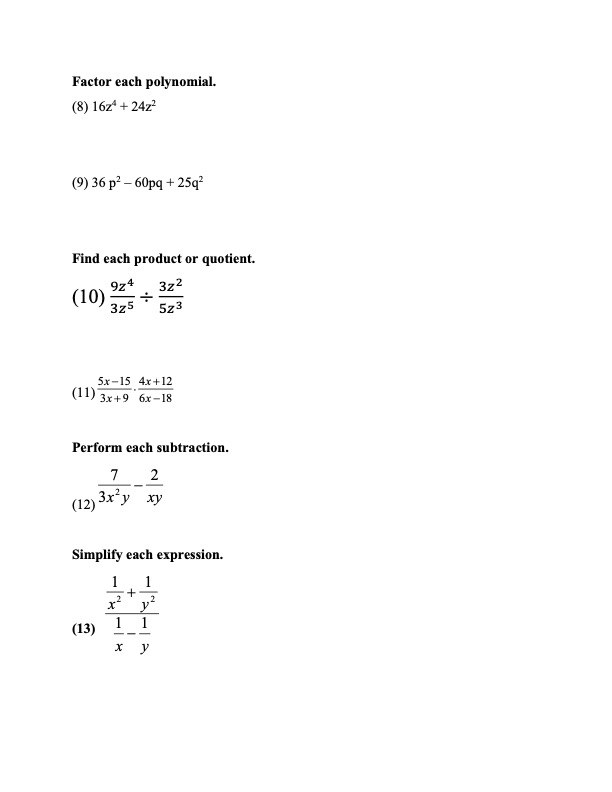 Solved Factor each polynomial. (8) 16z4+24z2 (9) | Chegg.com