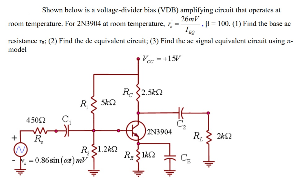 Solved Shown below is a voltage-divider bias (VDB) | Chegg.com