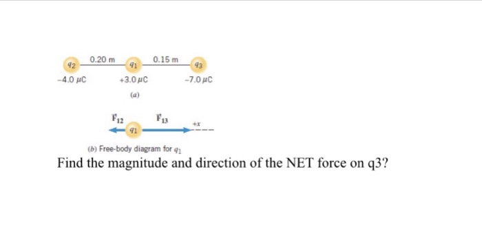 Solved Find the magnitude and direction of the NET force on | Chegg.com