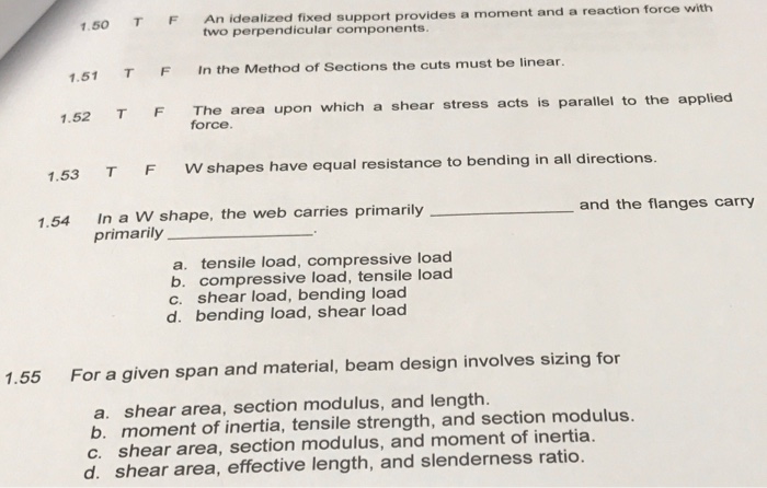 Solved Statics and strengths of materials. True false, | Chegg.com