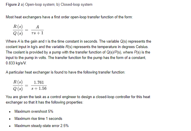 Solved Figure 2 shows a heat exchanger system. Figure a) | Chegg.com