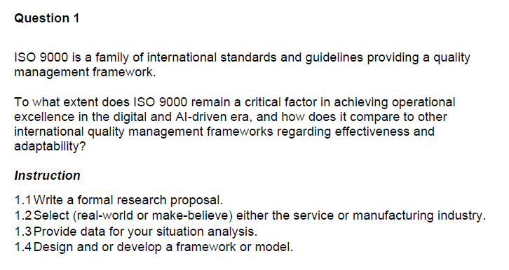 Question 1 ﻿ISO 9000 ﻿is a family of international | Chegg.com