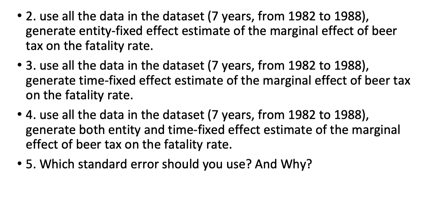 Empirical Exercise- Fixed Effects Regression | Chegg.com