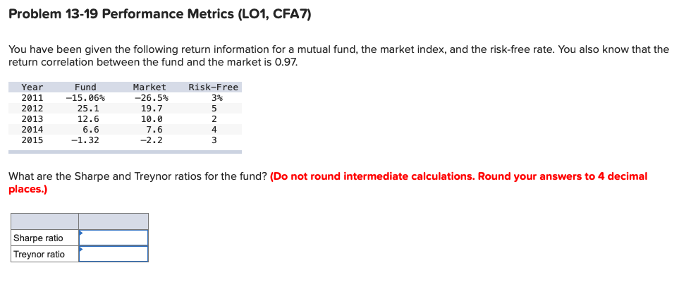 Solved Problem 13-19 Performance Metrics (LO1, CFA7) You | Chegg.com