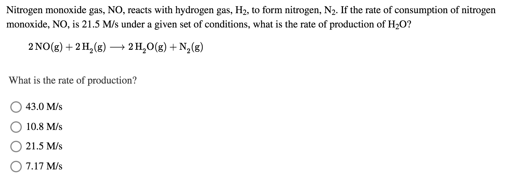 Solved Nitrogen monoxide gas, NO, reacts with hydrogen gas, | Chegg.com