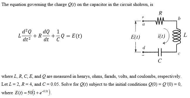 Solved b The equation governing the charge Qt) on the | Chegg.com