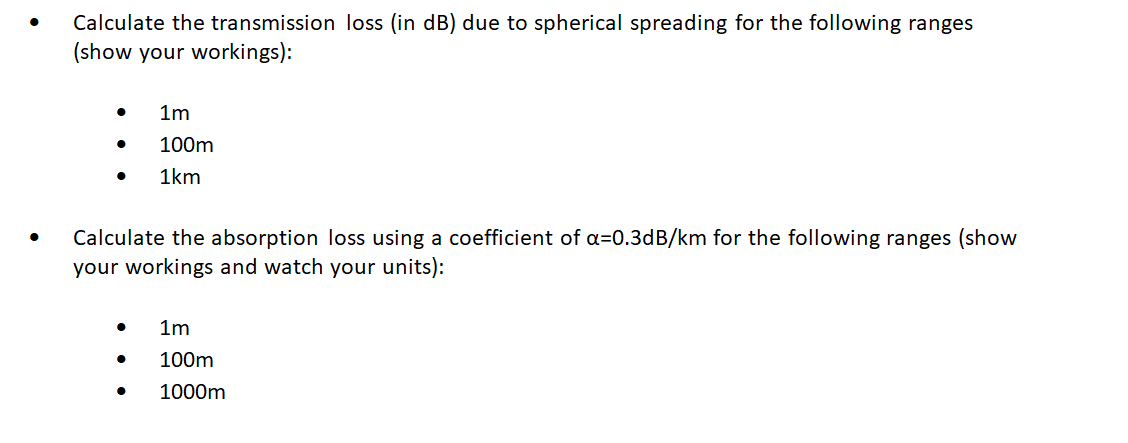 Solved Calculate the transmission loss (in dB ) due to | Chegg.com