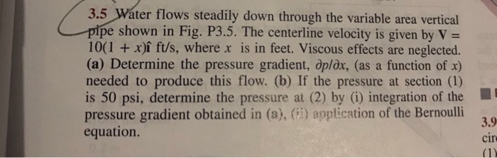 Solved 3.5 Water flows steadily down through the variable | Chegg.com