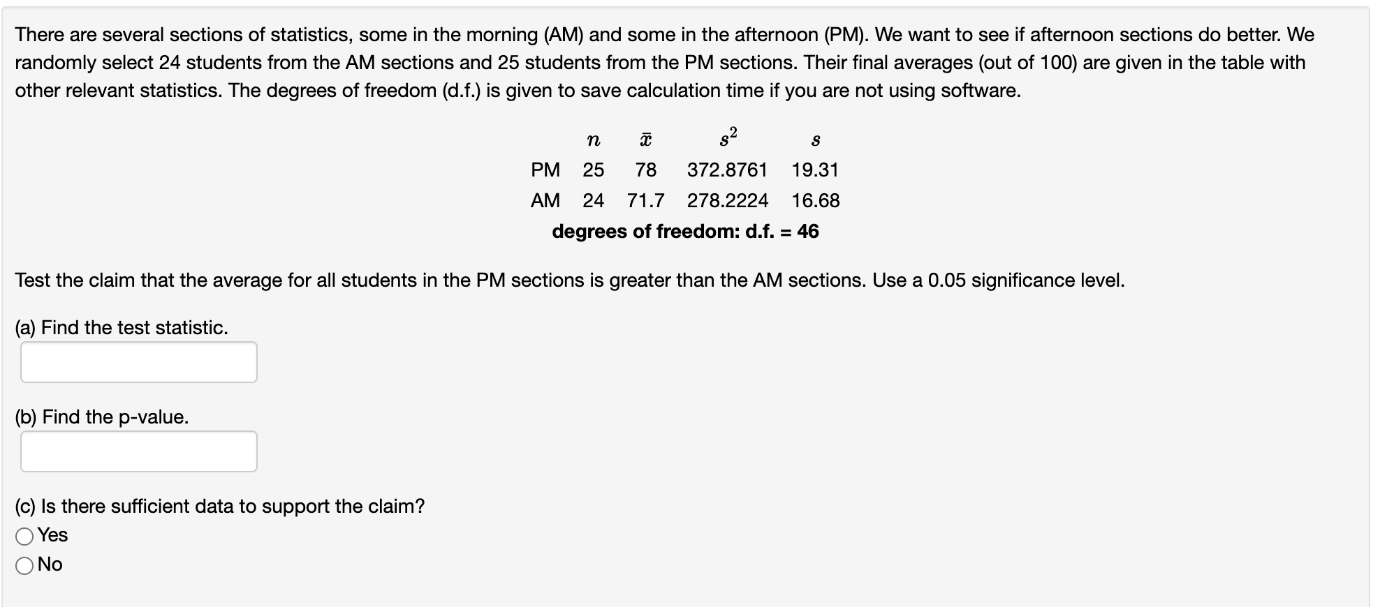 Solved There Are Several Sections Of Statistics Some In The