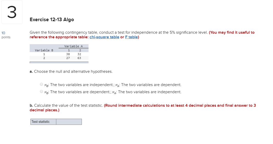 Solved Exercise 12-13 Algo 10 points Given the following | Chegg.com