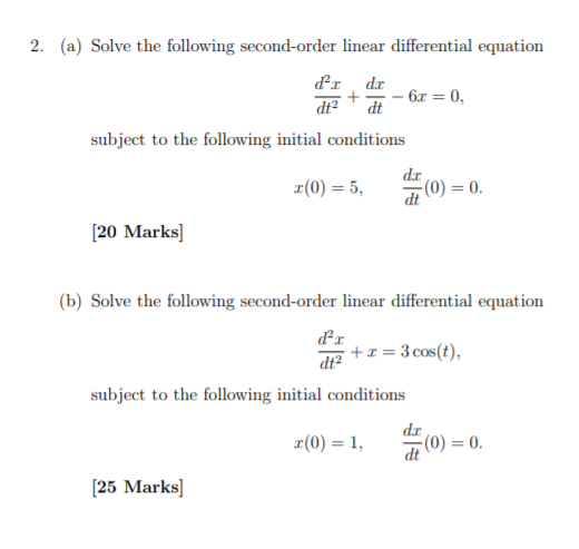 Solved 2. (a) Solve the following second-order linear | Chegg.com