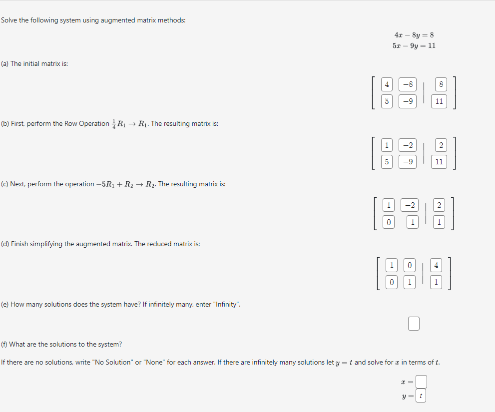 Solved Solve the following system using augmented matrix | Chegg.com
