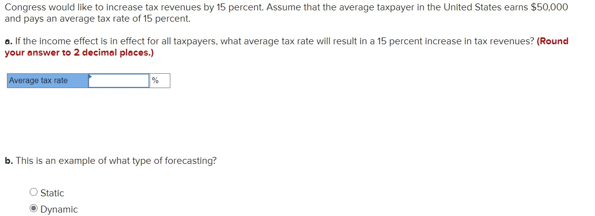 Solved Congress would like to increase tax revenues by 15 | Chegg.com