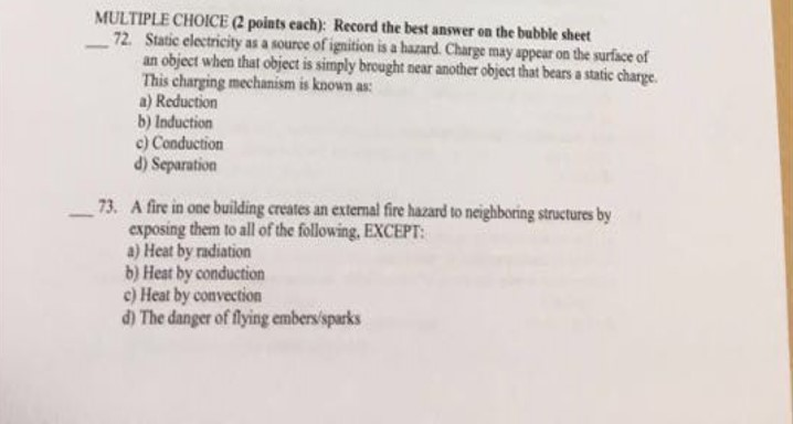 Solved MULTIPLE CHOICE 2 points each): Record the best | Chegg.com