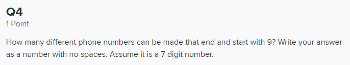Solved Q4 1 Point How many different phone numbers can be | Chegg.com