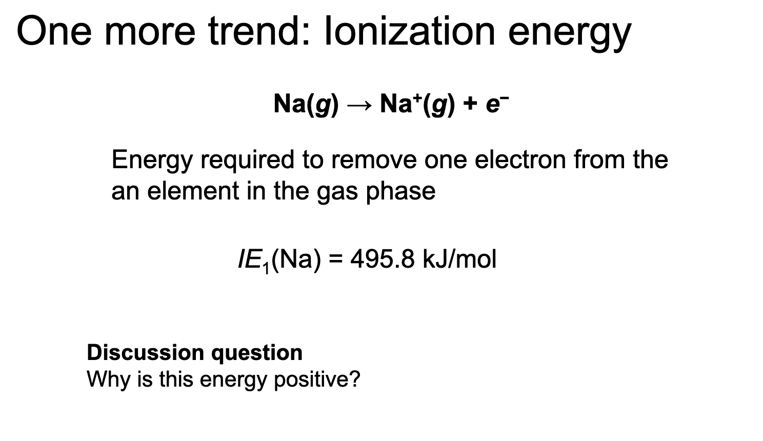 Solved One more trend: Ionization | Chegg.com