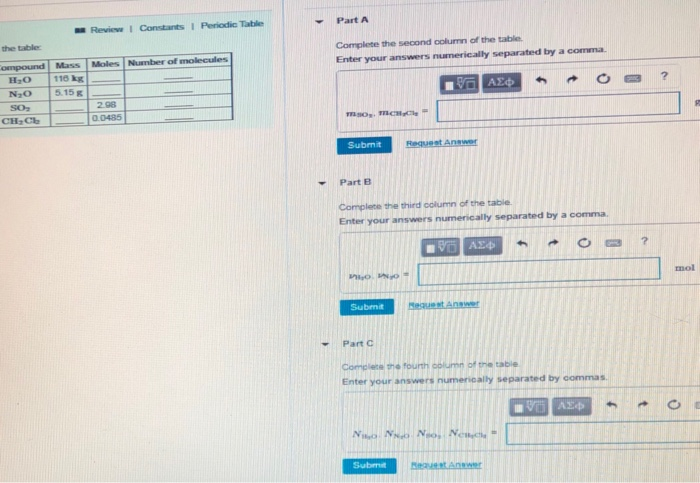 Solved Part A the table Complete the second column of the | Chegg.com
