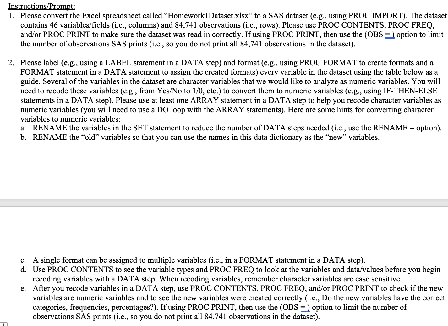 Solved Instructions/Prompt: 1. Please convert the Excel | Chegg.com