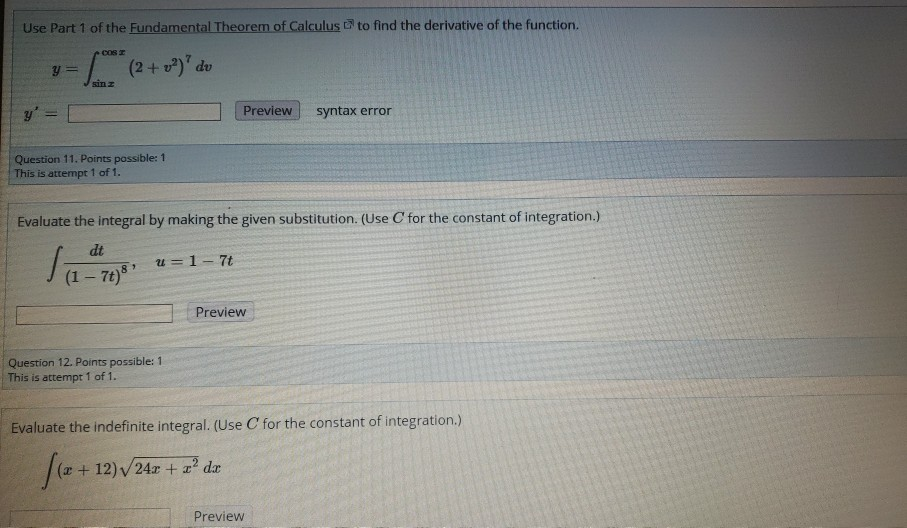 Solved Use Part 1 of the Fundamental Theorem of Calculus to | Chegg.com