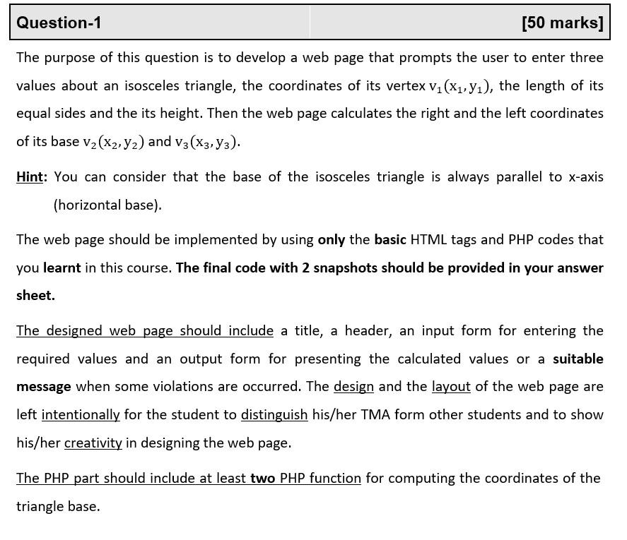 Solved Question-1 [50 marks] The purpose of this question is | Chegg.com