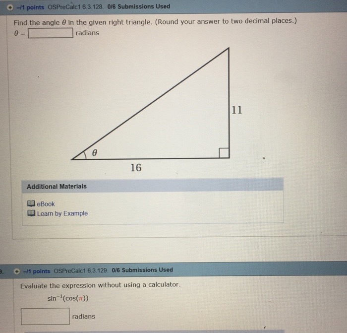 Solved Find the angle theta in the given right triangle. | Chegg.com