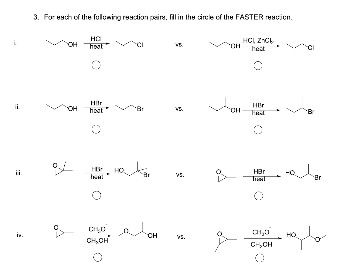 Solved 3. For each of the following reaction pairs, fill in | Chegg.com