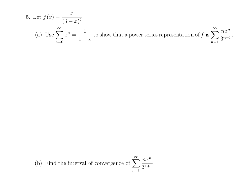 Solved α 5. Let f(x) (3 – x)2 (a) Use ch to show that a | Chegg.com
