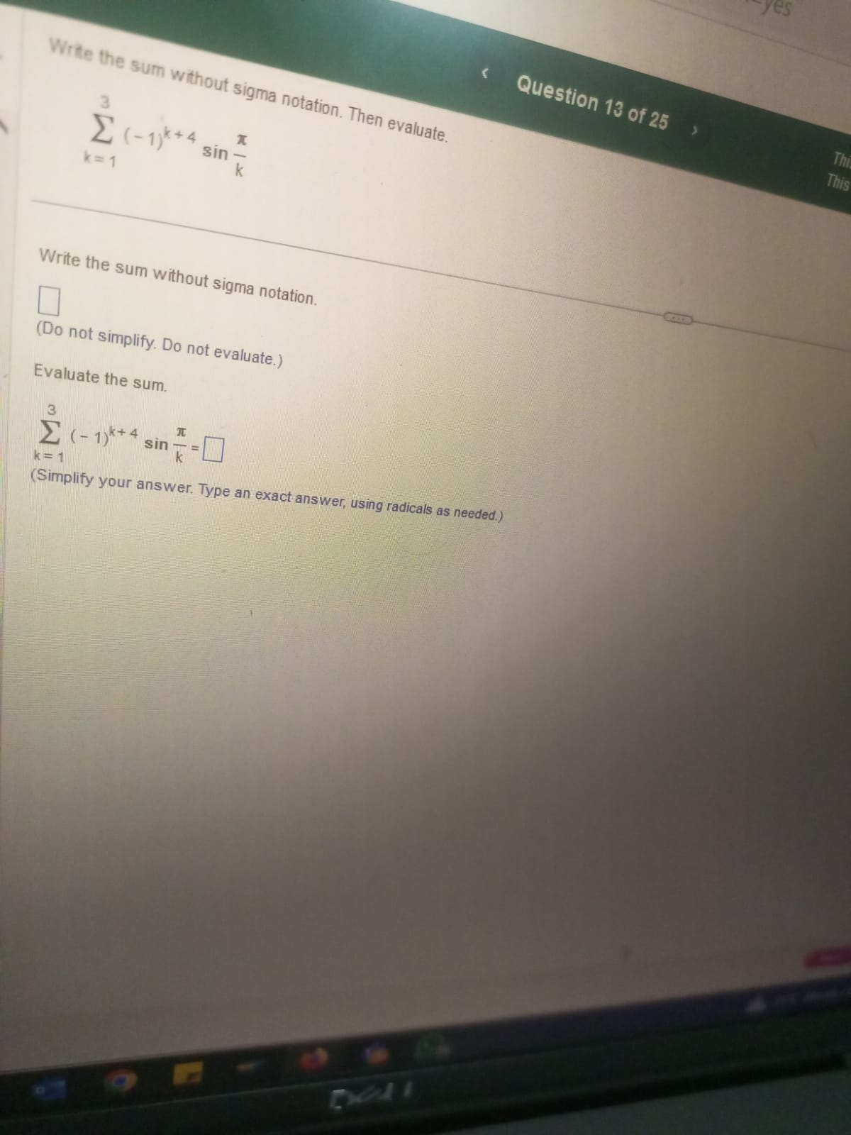 Solved Write the sum without sigma notation. Then | Chegg.com