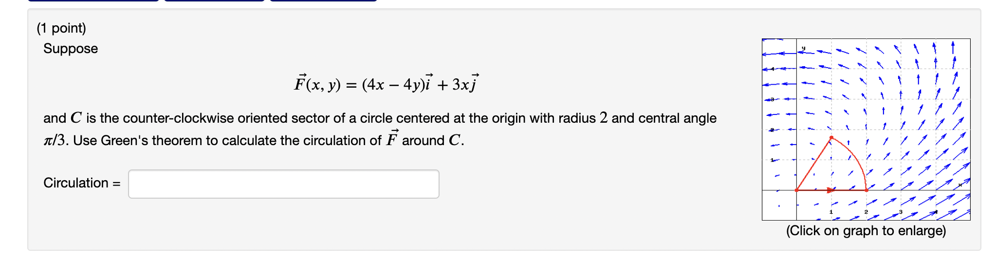 Solved (1 point) Suppose F(x,y)=(4x−4y)i+3xj and C is the | Chegg.com