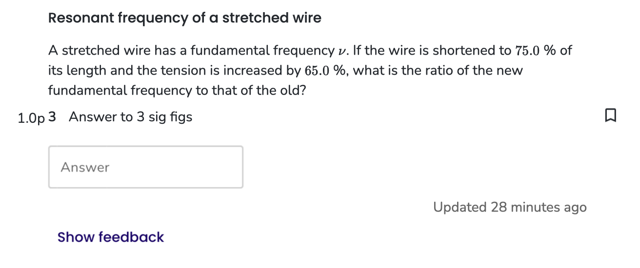 Solved Resonant frequency of a stretched wireA stretched | Chegg.com