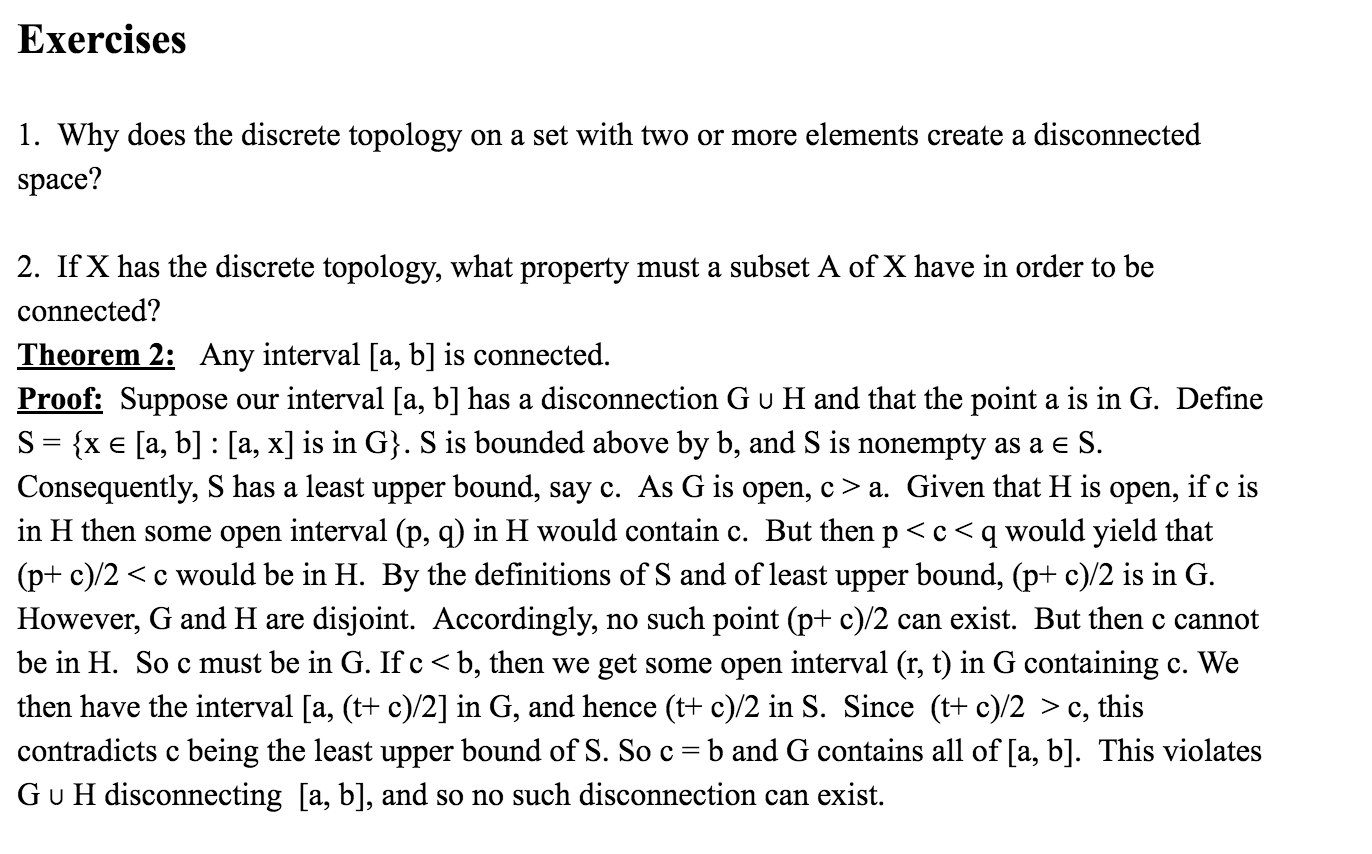 Solved Exercises 1. Why does the discrete topology on a set | Chegg.com