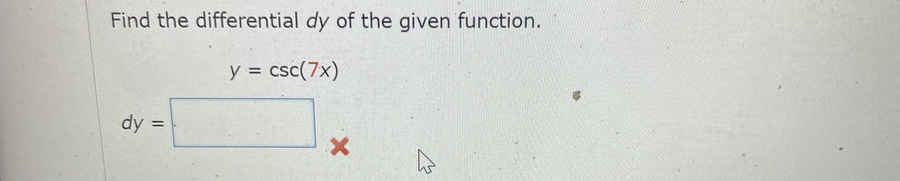 Solved Find the differential dy ﻿of the given | Chegg.com