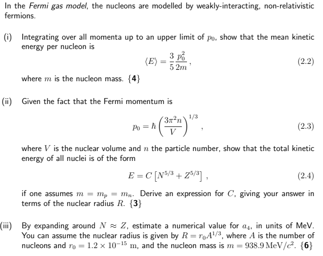Solved In the Fermi gas model, the nucleons are modelled by | Chegg.com