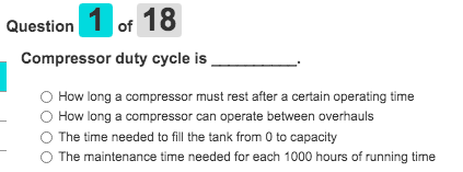 Solved Question 1 of 18 Compressor duty cycle is How long a | Chegg.com