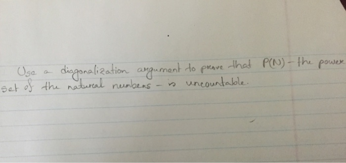 Solved Use a diagonalization argument to prove that P(N) - | Chegg.com