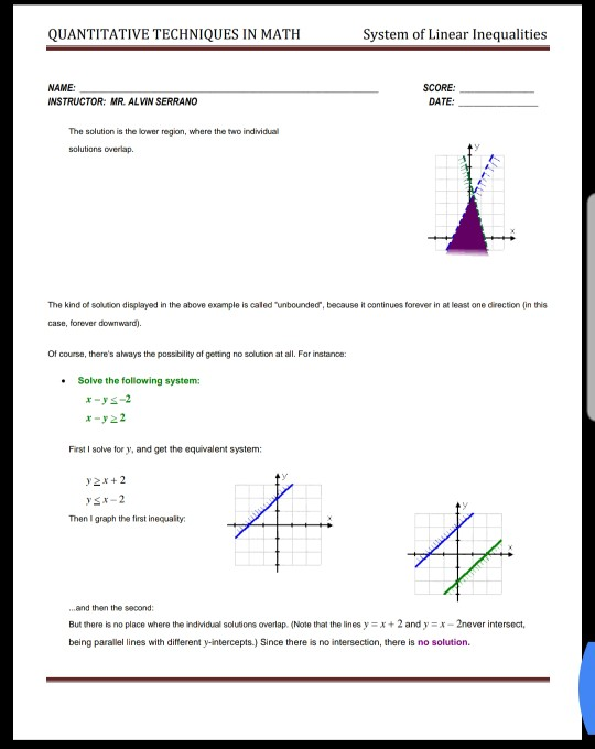 Solved QUANTITATIVE TECHNIQUES IN MATH System of Linear | Chegg.com