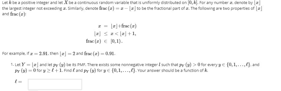 1 Integer And Fractional Parts Of A Uniform Random