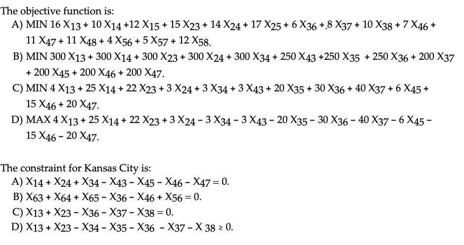 Solved The objective function is: A) MIN | Chegg.com